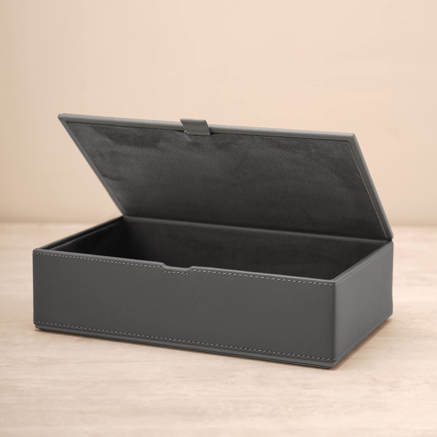 Pure Home Living Grey Faux Leather Storage Box with Lid - Walmart.com