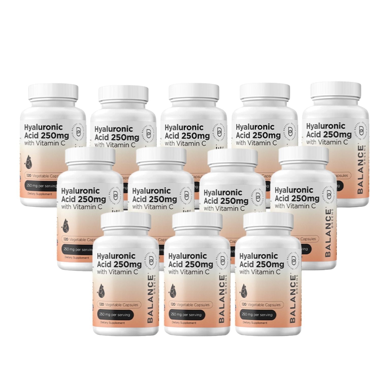 Pure Hyaluronic Acid Supplements 250mg with Vitamin C 50mg - 120 Vegan ...