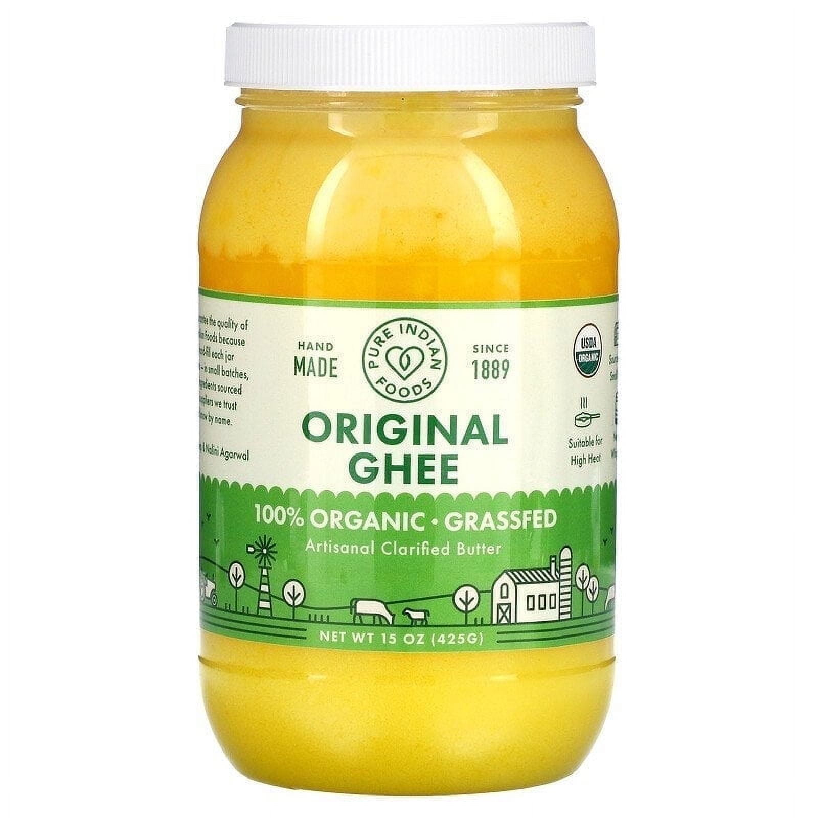 Pure Indian Foods, 100% Organic Grass-Fed Original Ghee, 15 oz ...