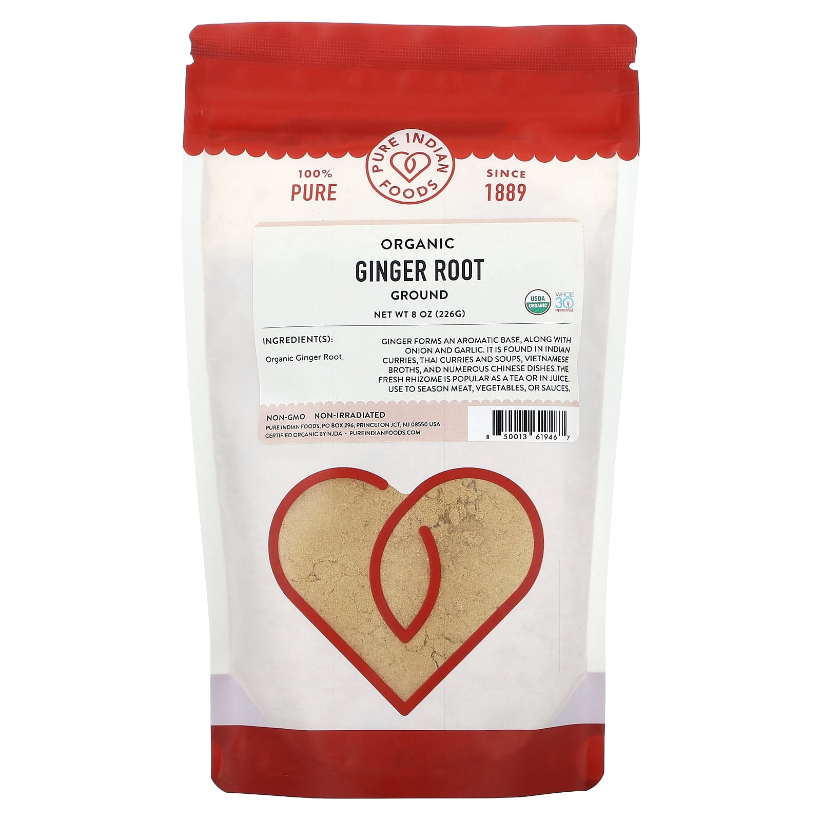 Pure Indian Foods Organic Ginger Root, Ground, 8 oz (226 g) - Walmart.com