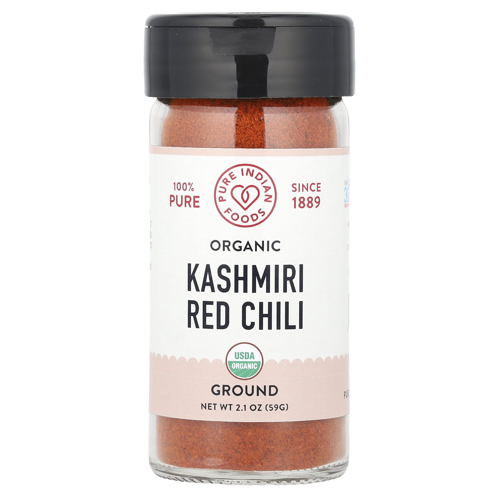 Pure Indian Foods Kashmiri Red Chili Powder, Ground, 2.1 oz, Vibrant ...