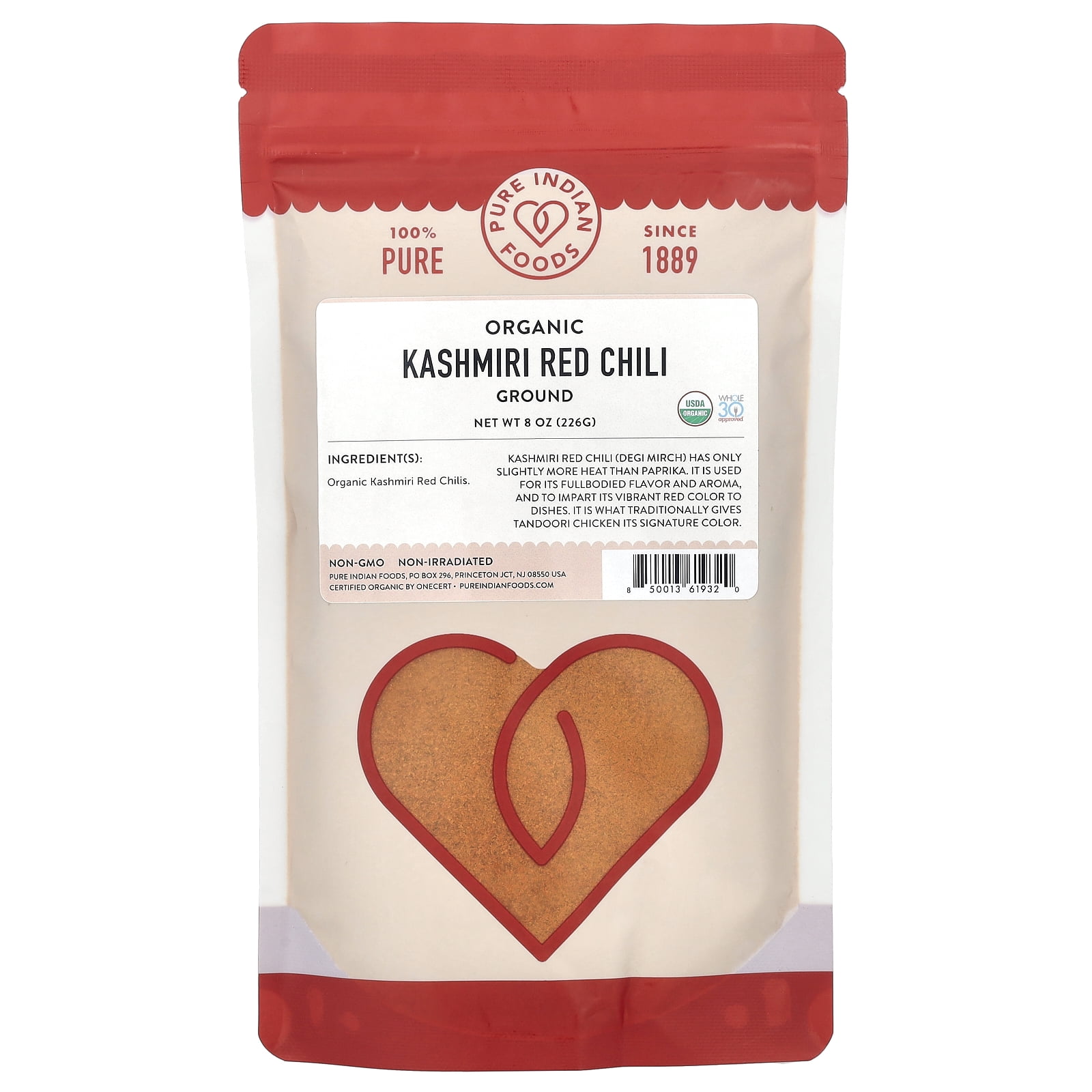 Pure Indian Foods Organic Kashmiri Red Chili, Ground, 8 oz (226 g ...