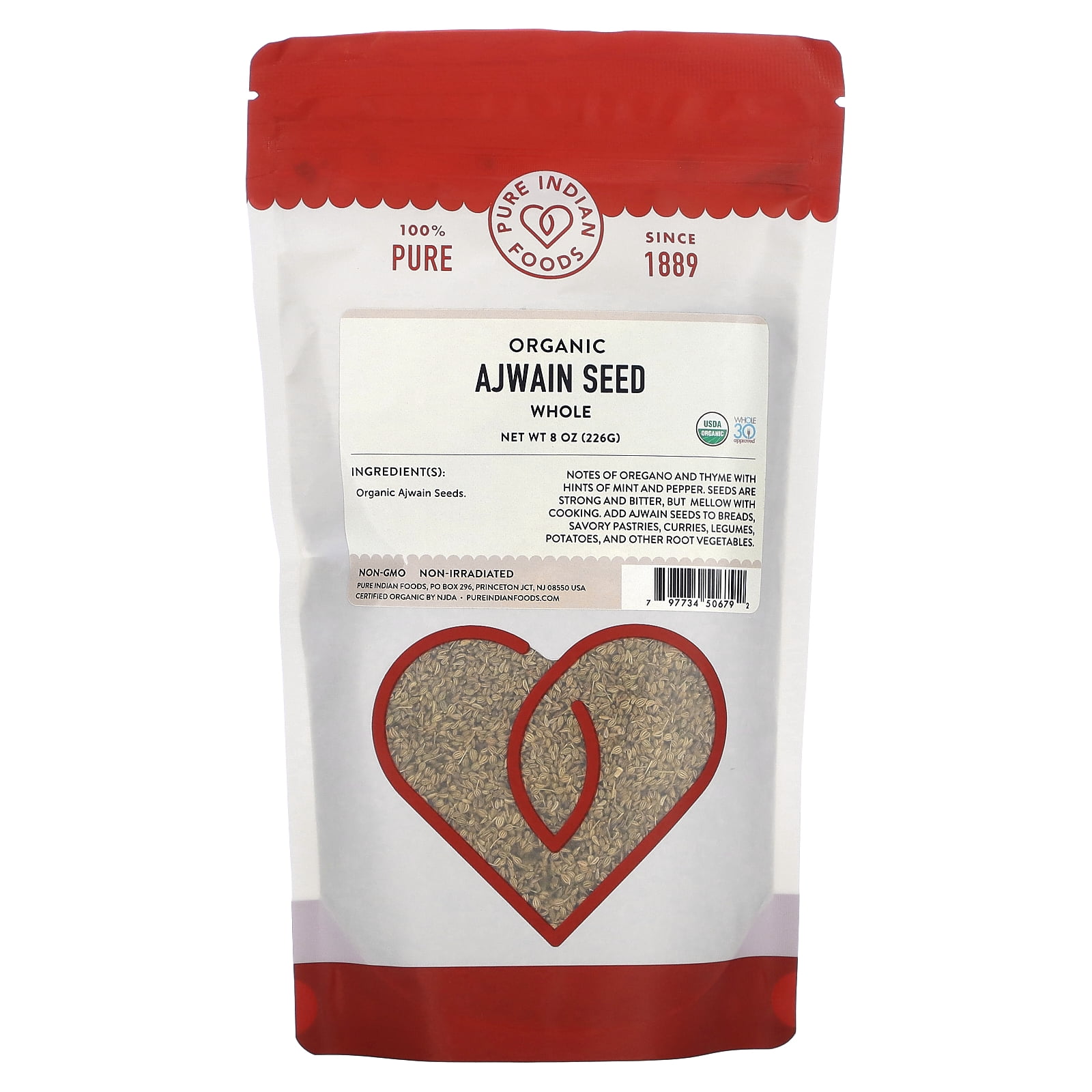 Pure Indian Foods Organic Whole Ajwain Seed, 8 oz (226 g) - Walmart.com