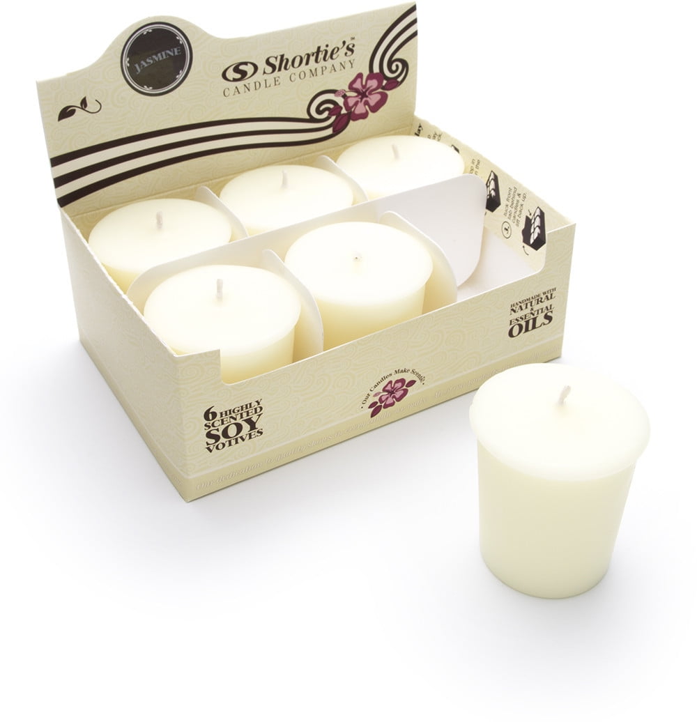 Pure Jasmine Soy Votive Candles - Scented with Essential & Natural Oils - 6 Yellow Natural ...