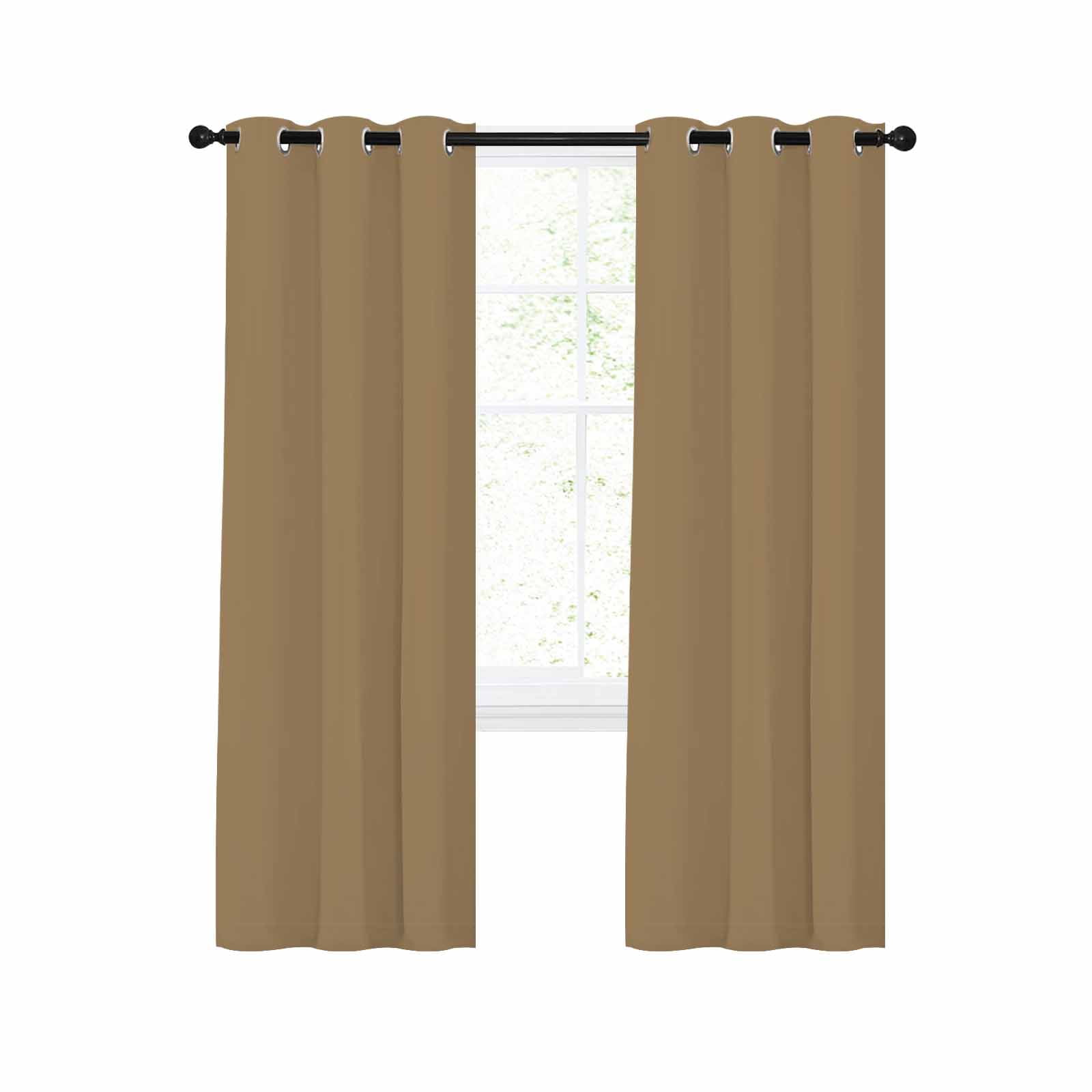 Pure Khaki Blackout Curtains 63 Inches Long for Bedroom, Simple Solid ...