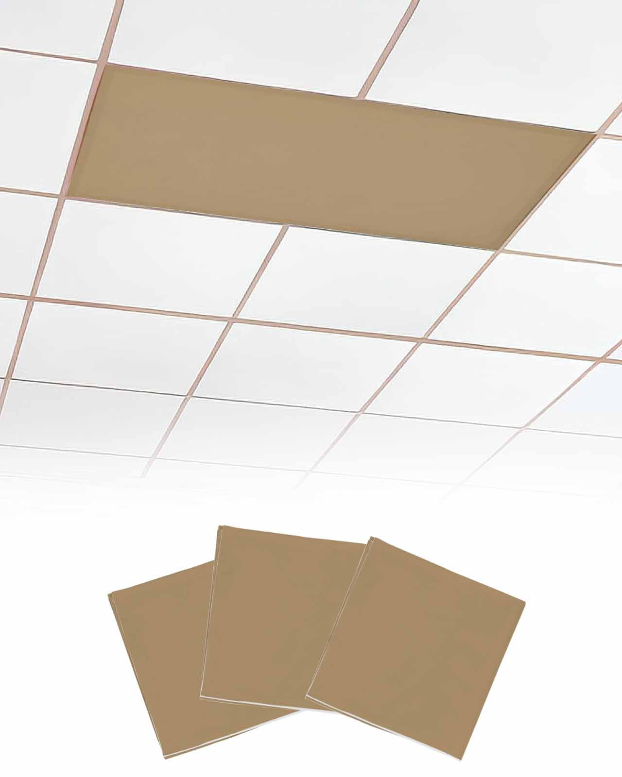 Pure Khaki Fluorescent Light Covers for Ceiling Lights 4x2 feet, 3 Pack ...