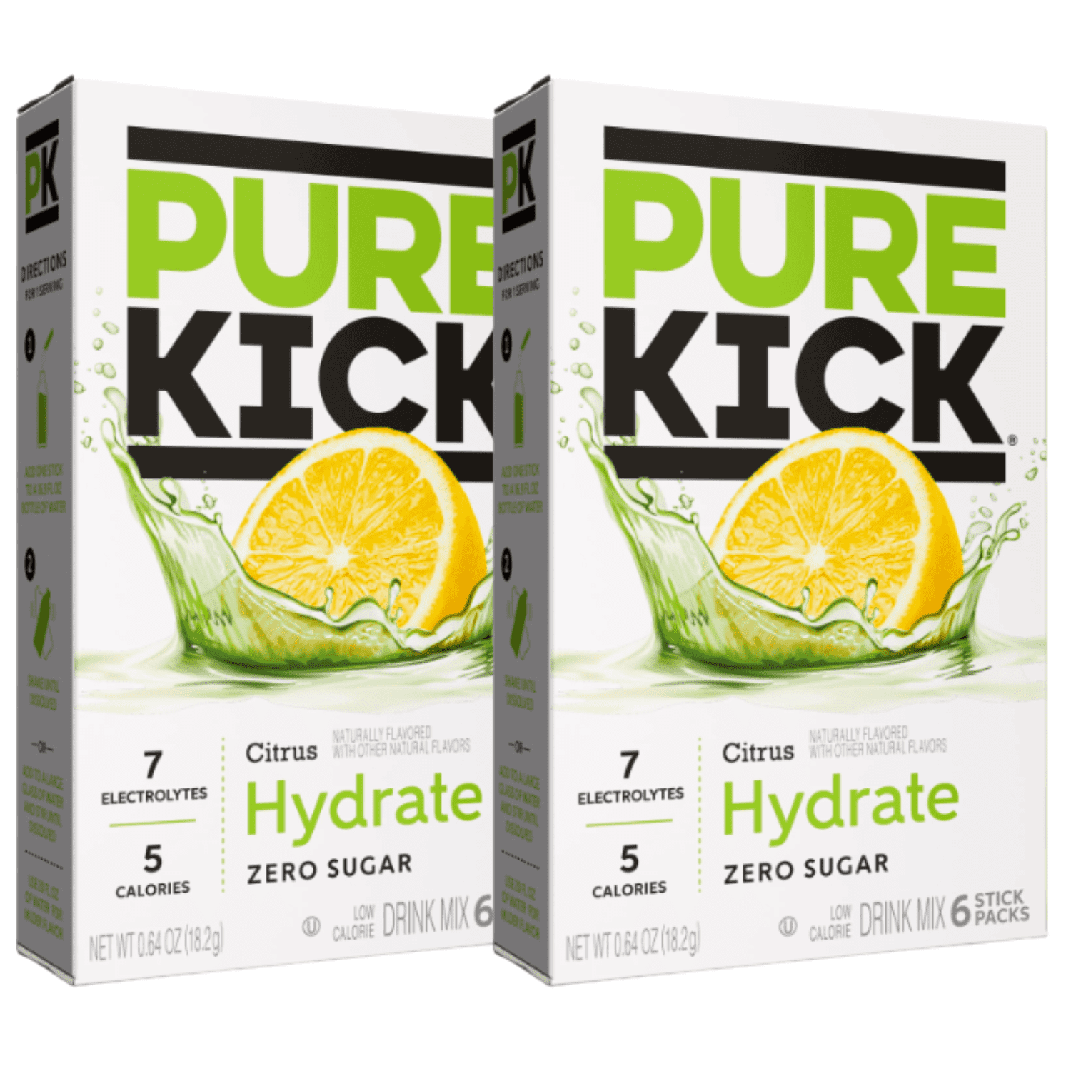 Pure Kick Citrus Hydration Singles To Go Water Enhancer Drink Mix Zero ...