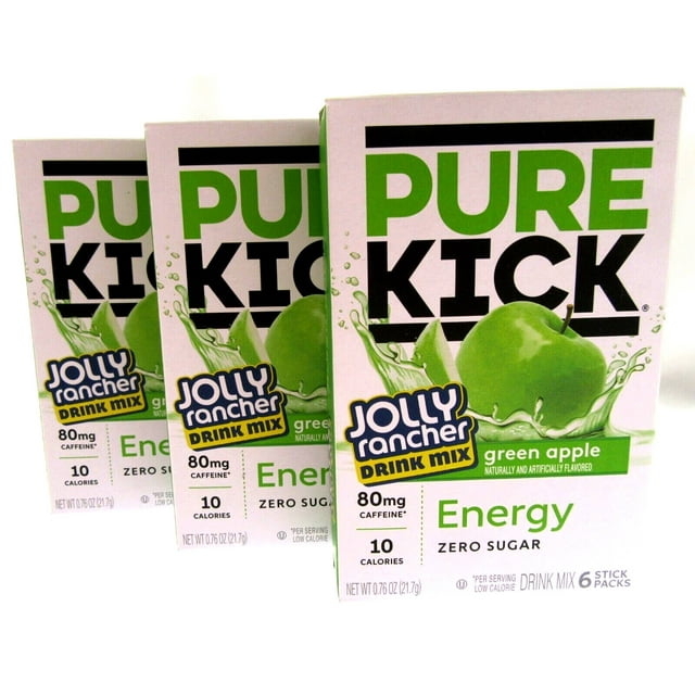 Pure Kick Energy Jolly Rancher Singles Water Drink Mix Sugar Free 3 ...