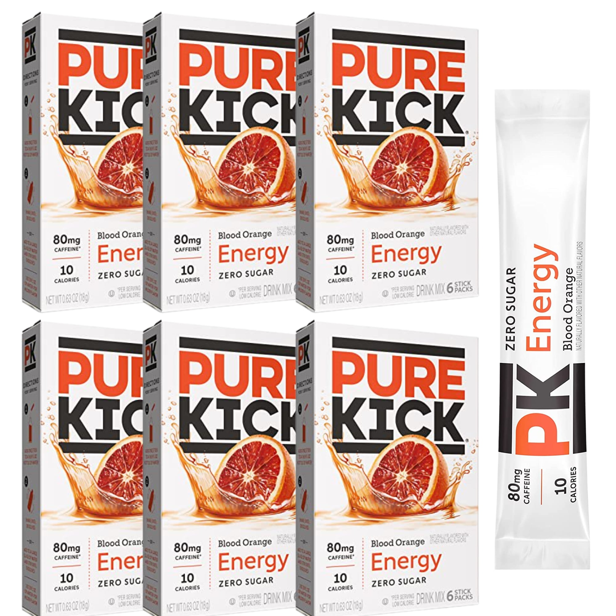 Pure Kick Energy Singles To Go Drink Mix Blood Orange Flavor Low ...