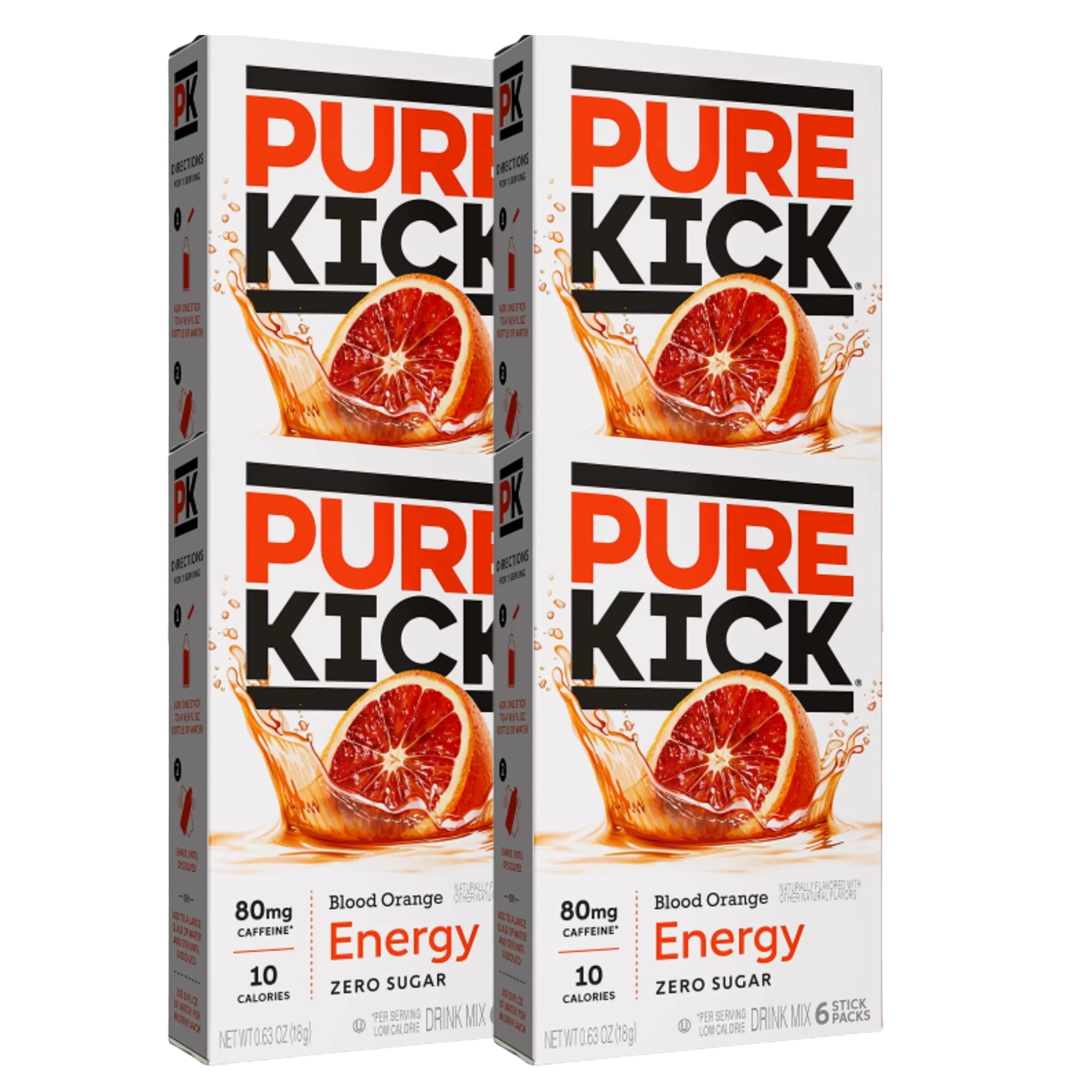 NS Pure Kick Energy Drink Mix, Blood Orange Flavor, Zero Sugar, 80mg ...