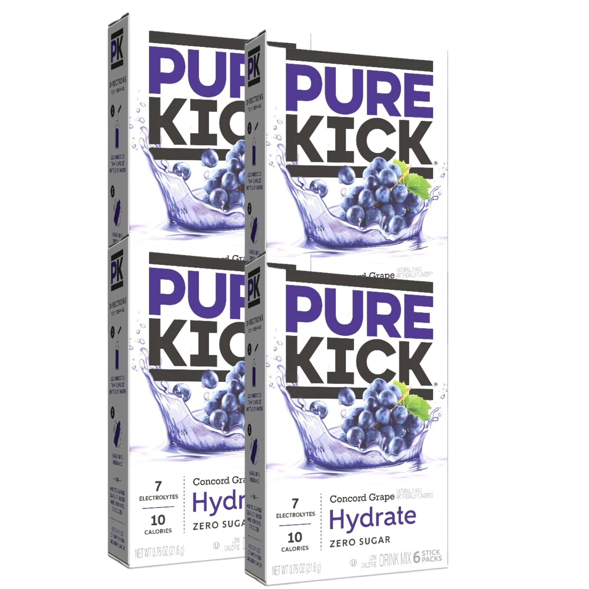 Pure Kick Energy Singles To Go Drink Mix Concord Grape Flavor Low ...