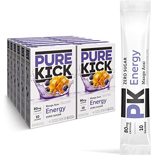 Pure Kick Energy Singles To Go Drink Mix, Mango Acai, Includes 12 Boxes ...