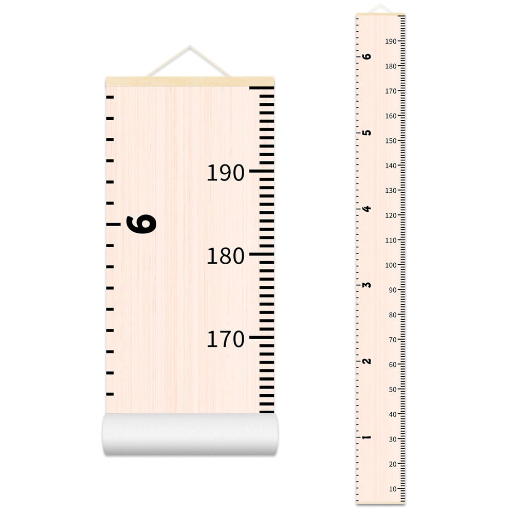 Pure Kid Growth Chart Wood Grain Blue Pink Purple Height Measurement ...