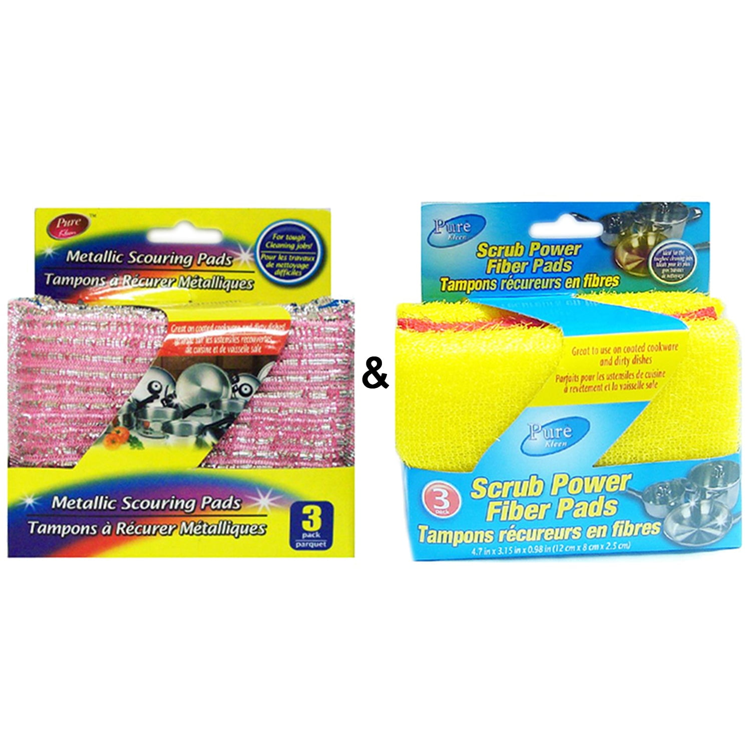 Pure Kleen Metallic Scouring Pads & Scrub Power Fiber Pads - Walmart.com