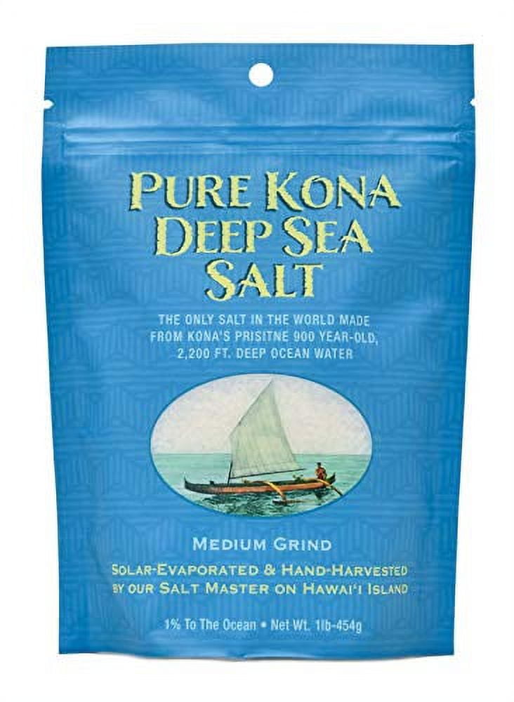 Pure Kona Deep Sea Salt Medium Grind 1lb. Bag - Gourmet Crystals Flake ...