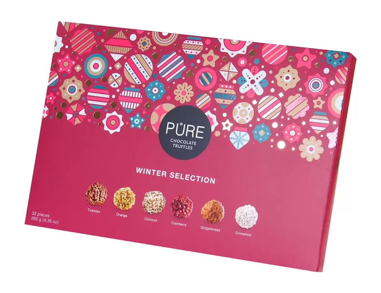 Pure Chocolate Truffles Winter Selection, 32 Truffles in 6 Flavors ...