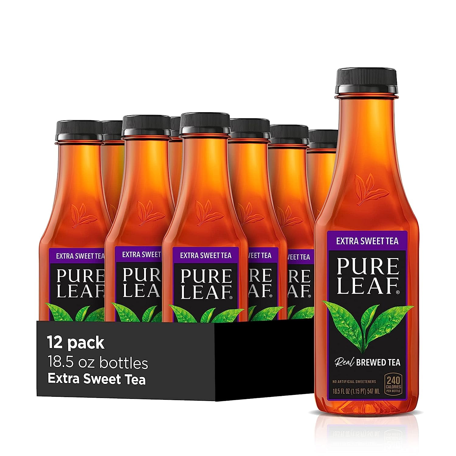 Pure Leaf Extra Sweet Real Brewed Iced Tea, 18.5 fl oz, 12 Pack Bottles ...
