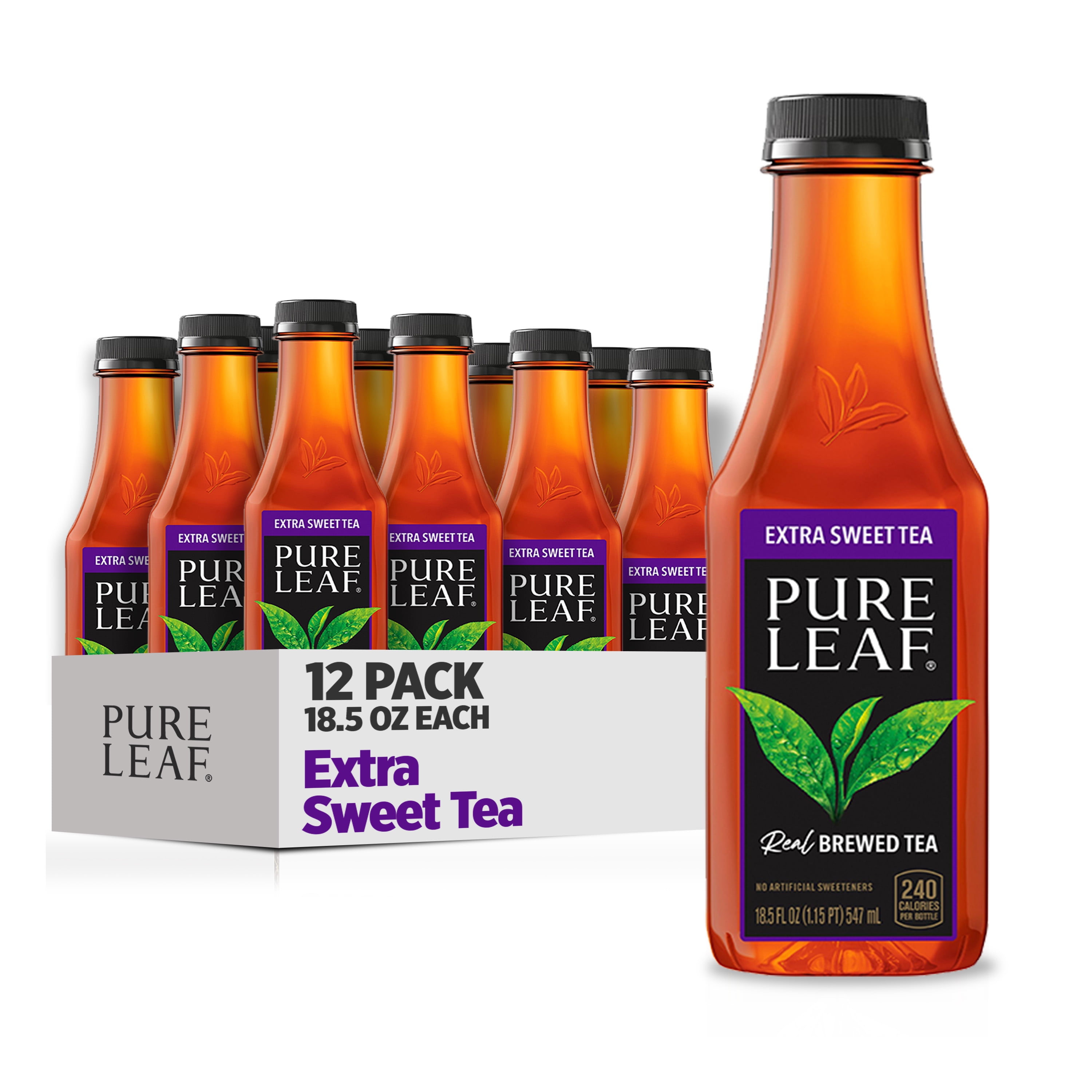 Pure Leaf Real Brewed Extra Sweet Iced Tea, 18.5 fl oz, 12 Pack Bottles ...