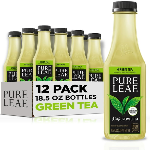 Pure Leaf Honey Green Real Brewed Iced Tea, 18.5 fl oz, 12 Pack Bottles ...