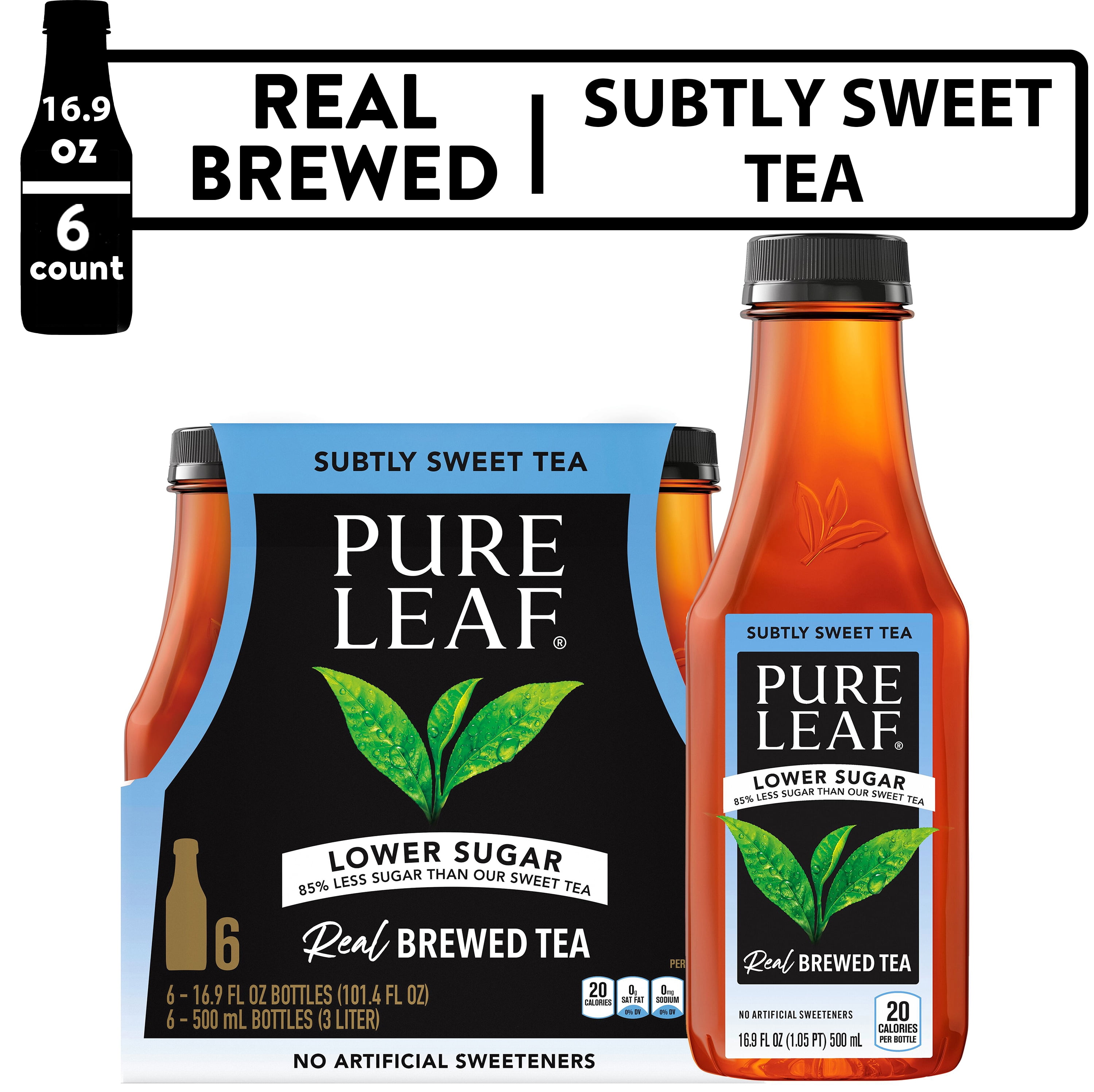 Pure Leaf Real Brewed Subtly Sweet Iced Tea, No Artificial Flavors, 16. ...