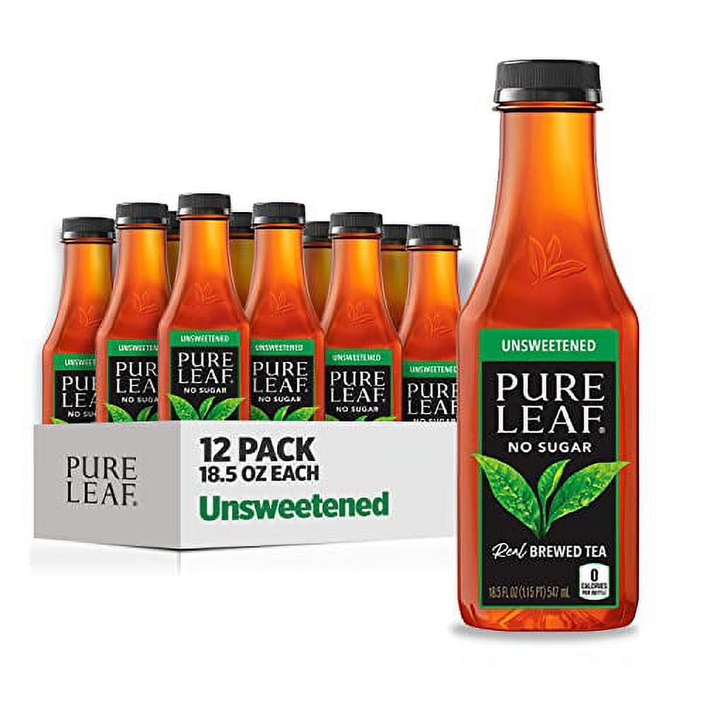 Pure Leaf Iced Tea, Unsweetened Real Brewed Tea, 18.5 Fl Oz (Pack of 12 ...