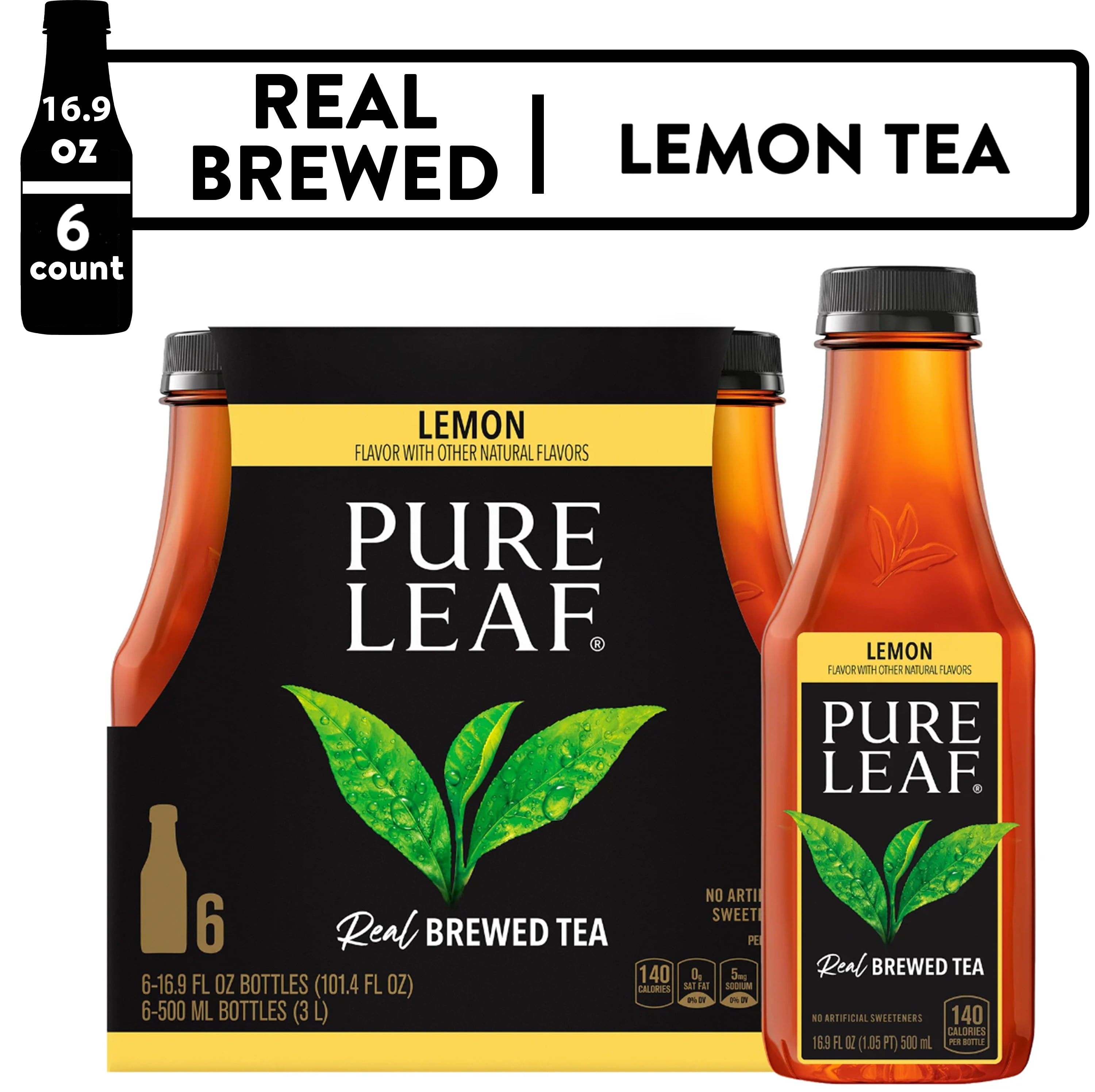 Pure Leaf Lemon Black Iced Tea, Real Brewed, No Artificial Flavors, 16. ...