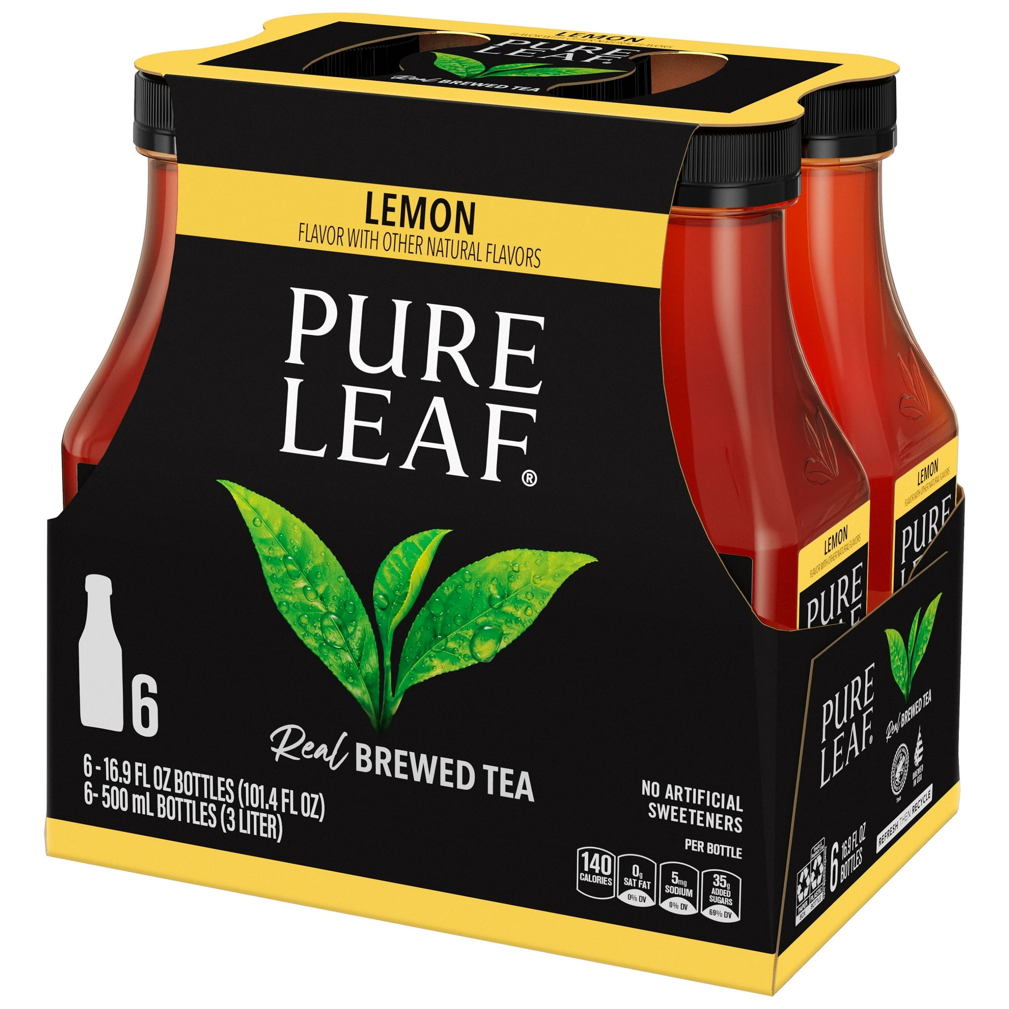 Pure Leaf Lemon Black Iced Tea, Bottled Tea Drink, 6 Pack 16.9 fl oz ...