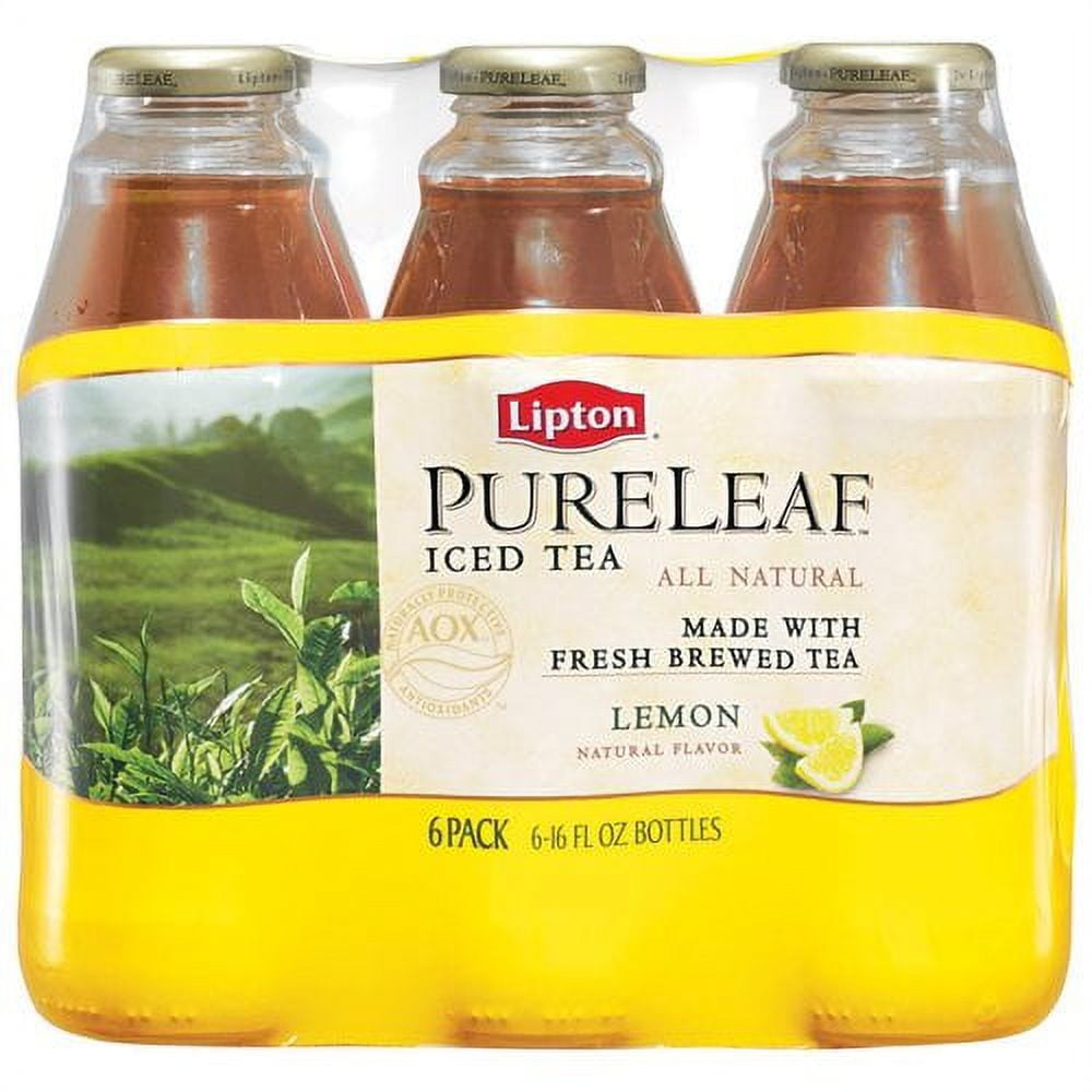 Pure Leaf Lemon Real Brewed Black Iced Tea, Bottled Tea Drink, 16 oz, 6 ...