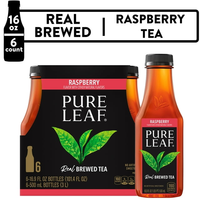 Pure Leaf Raspberry Real Brewed Iced Tea, 16.9 oz, Six Pack Bottles ...