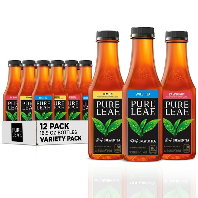 Pure Leaf Real Brewed Variety Pack, Iced Tea Bottled Tea Drink ...