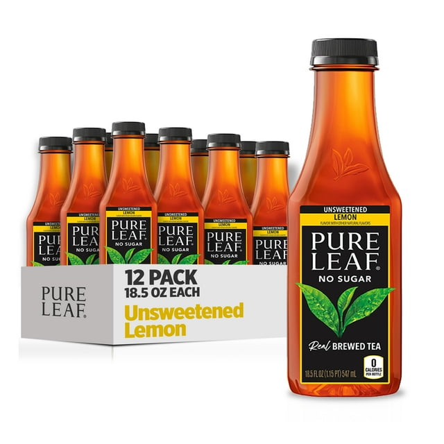 Pure Leaf Unsweetened with Lemon Real Brewed Iced Tea, 18.5 Ounce, 12 ...