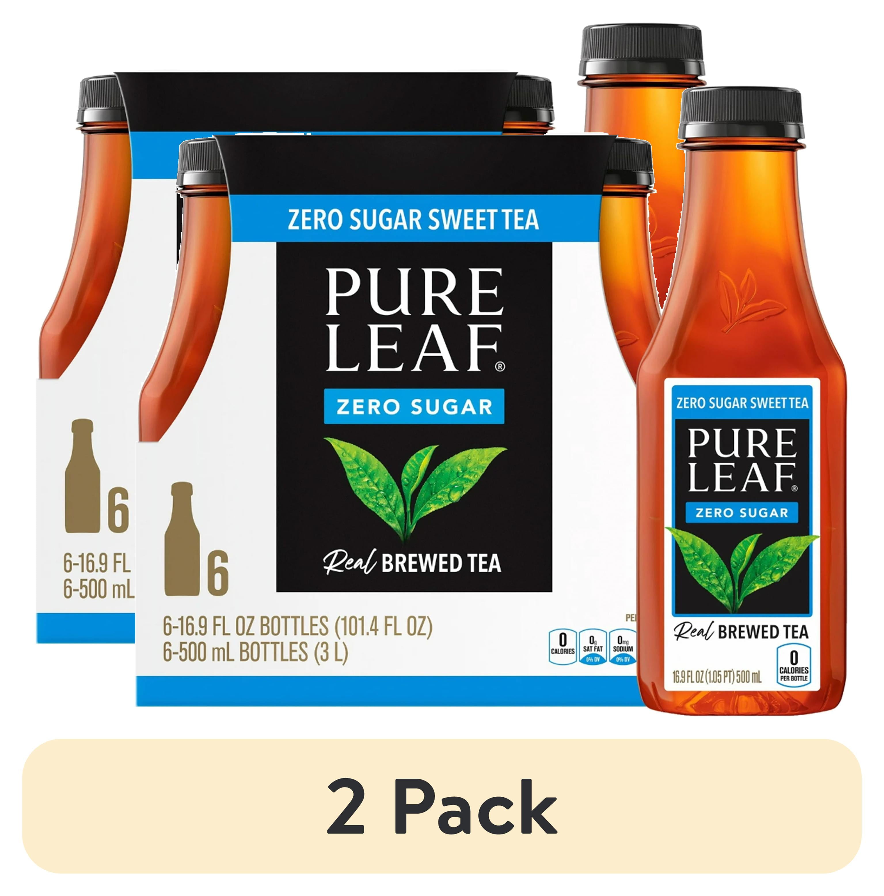 (2 pack) Pure Leaf Zero Sugar Real Brewed Tea Sweet Tea 16.9 Fl Oz, 6 ...