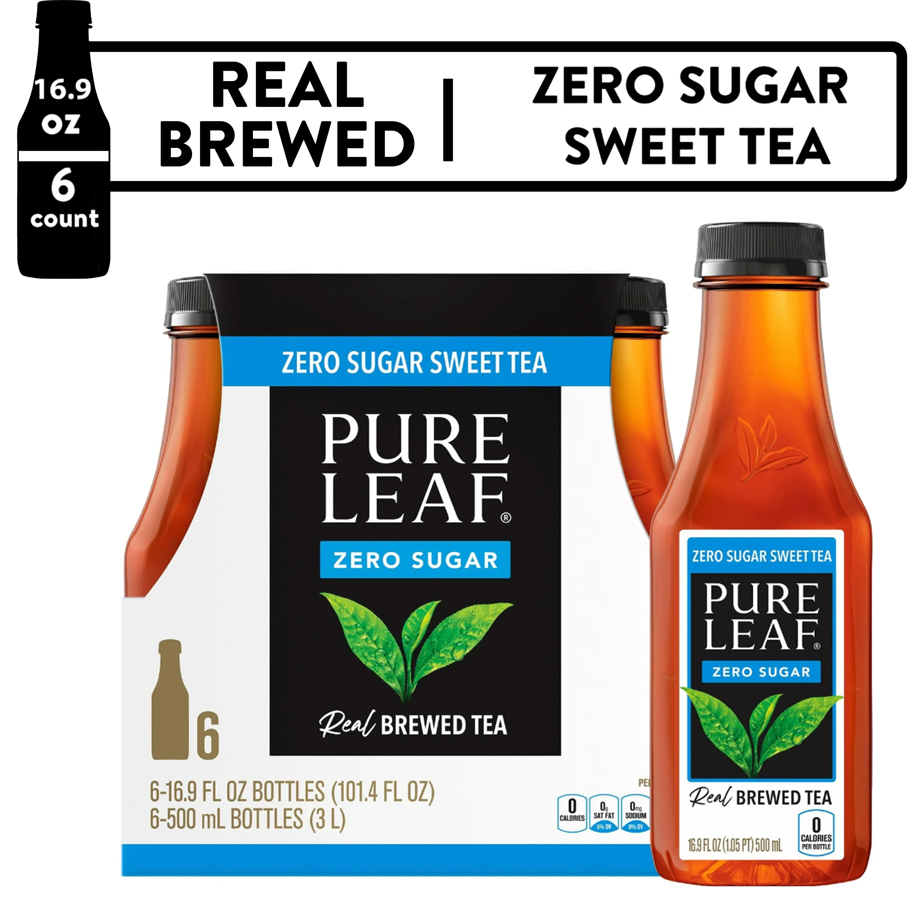 Lipton Pure Leaf Zero Sugar Sweetened Iced Tea, Real Brewed, 16.9 Fl Oz ...