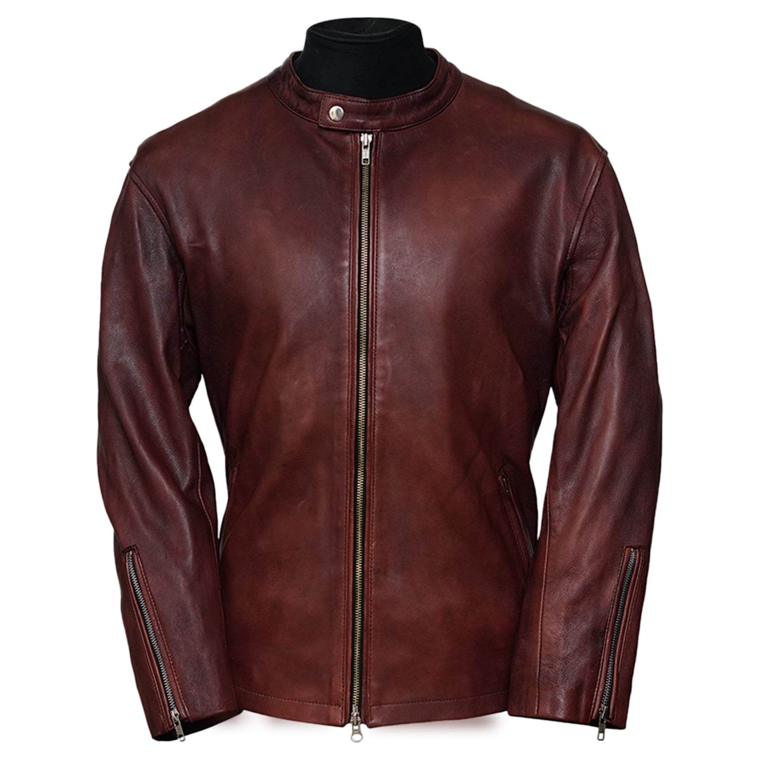 Pure Leather Moto Racer Lambskin Motorcycle Jacket for Men - Walmart.com