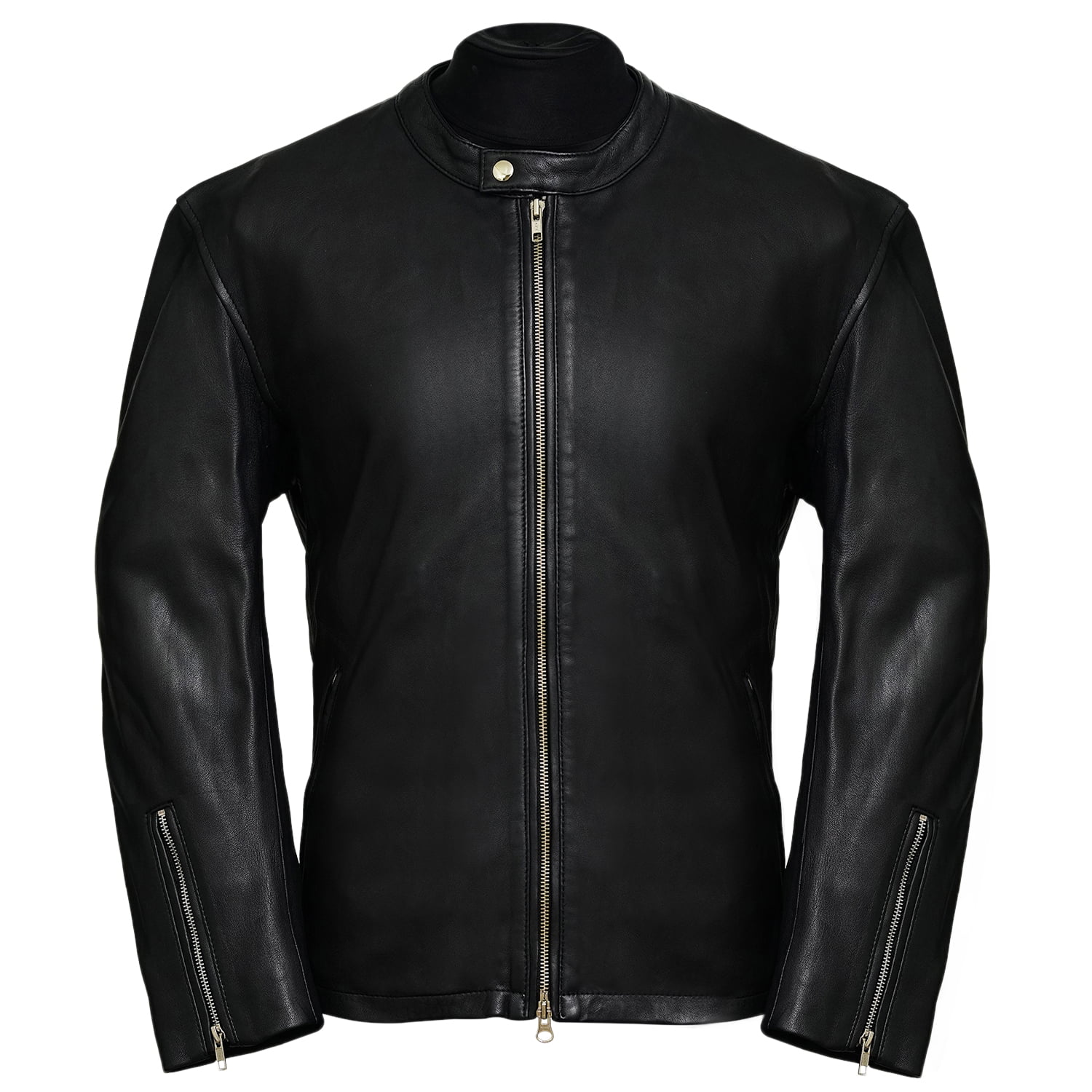 Pure Leather Moto Racer Lambskin Motorcycle Jacket for Men - Walmart.com