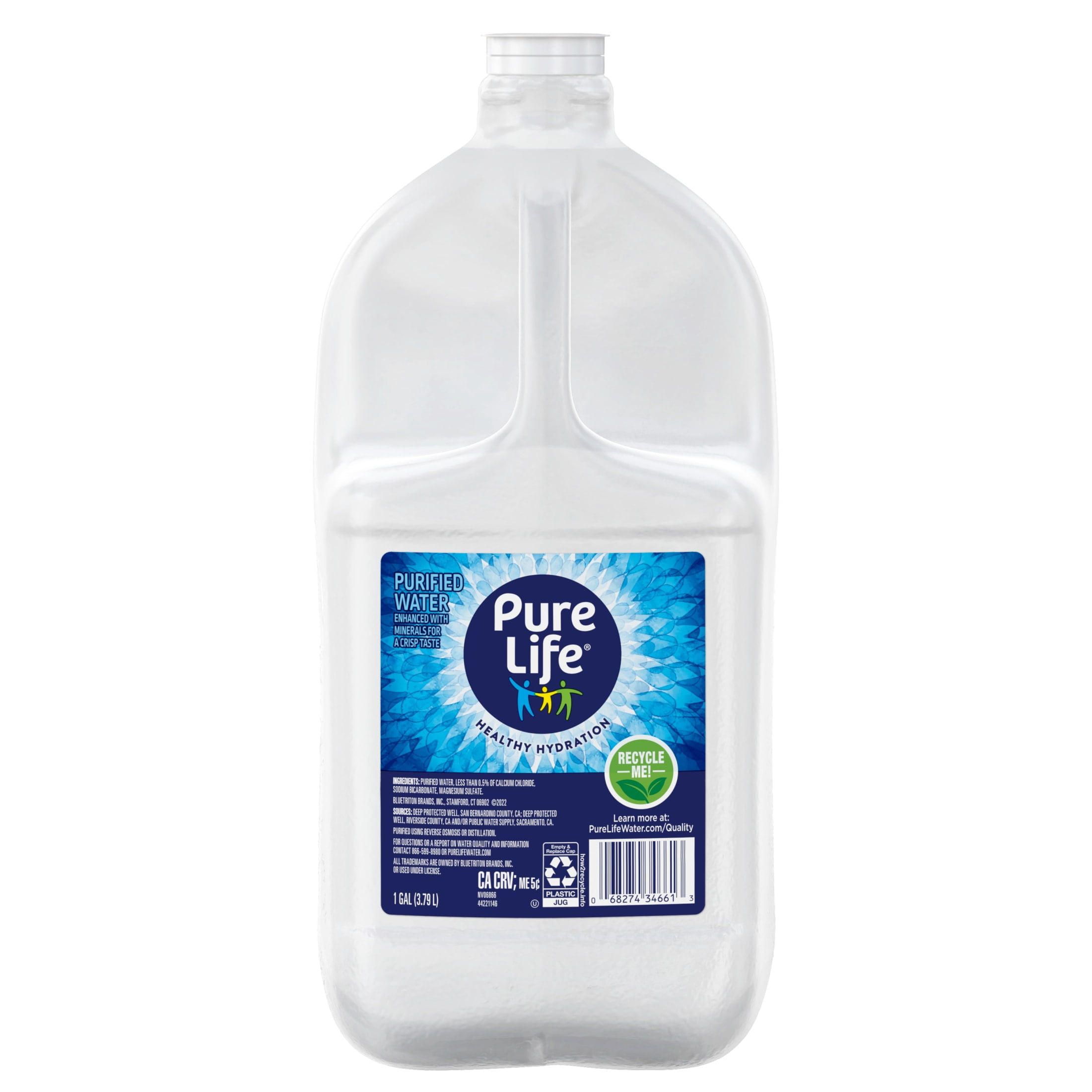 Pure Life 1-Gallon Jug Drinking Water, Purified, Plastic Bottled ...