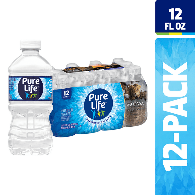 Pure Life Purified Water, 12 Fl Oz, Plastic Bottled Water, Pack of 12 ...