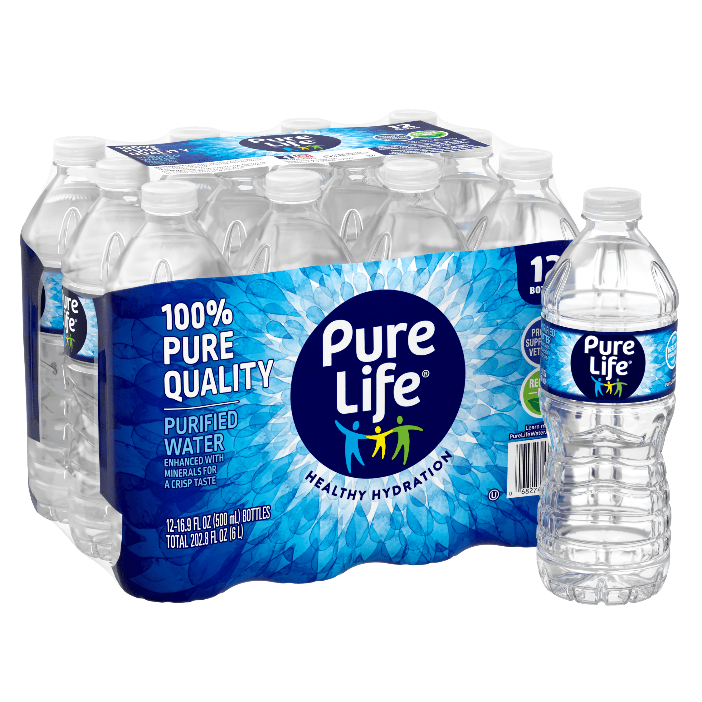 Pure Life Purified Water, 16.9 Fl Oz Bottles, 12 Pack, Healthy ...