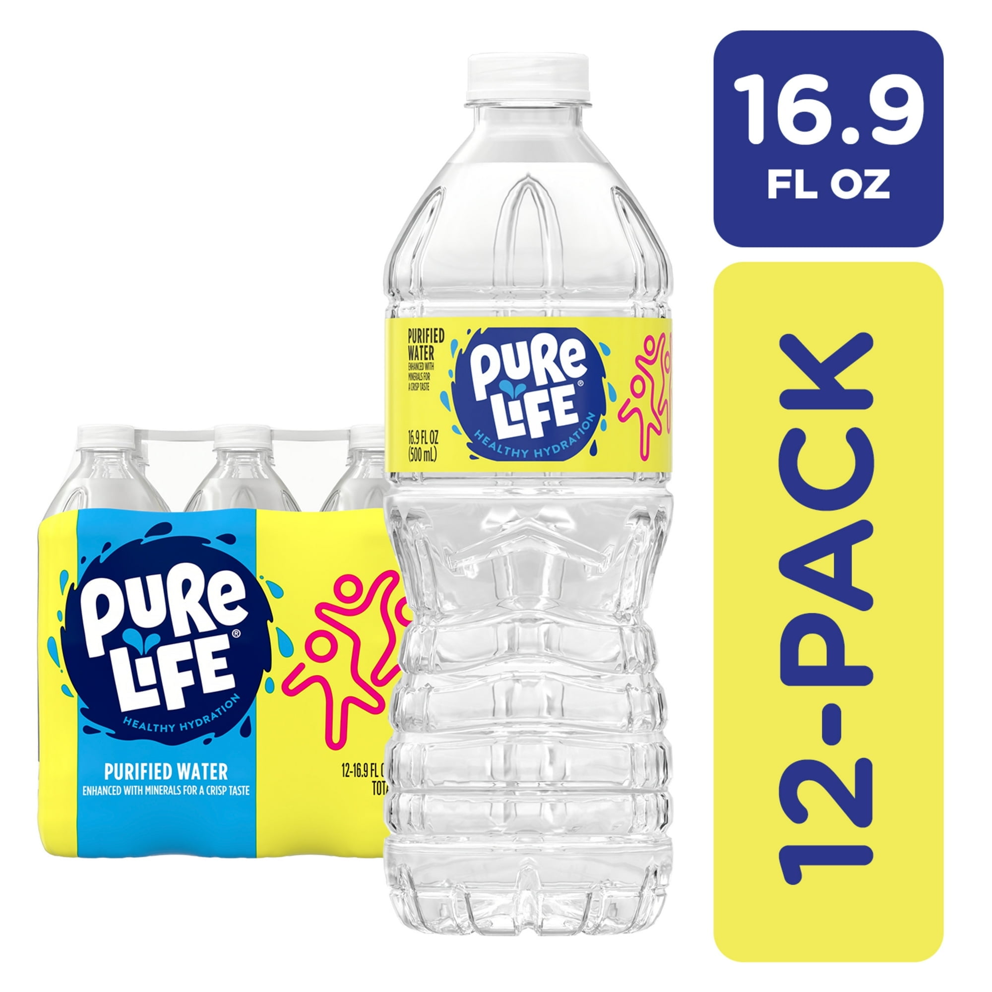 Pure Life Purified Water, 16.9 Fl Oz, Plastic Bottled Water (12 Pack ...