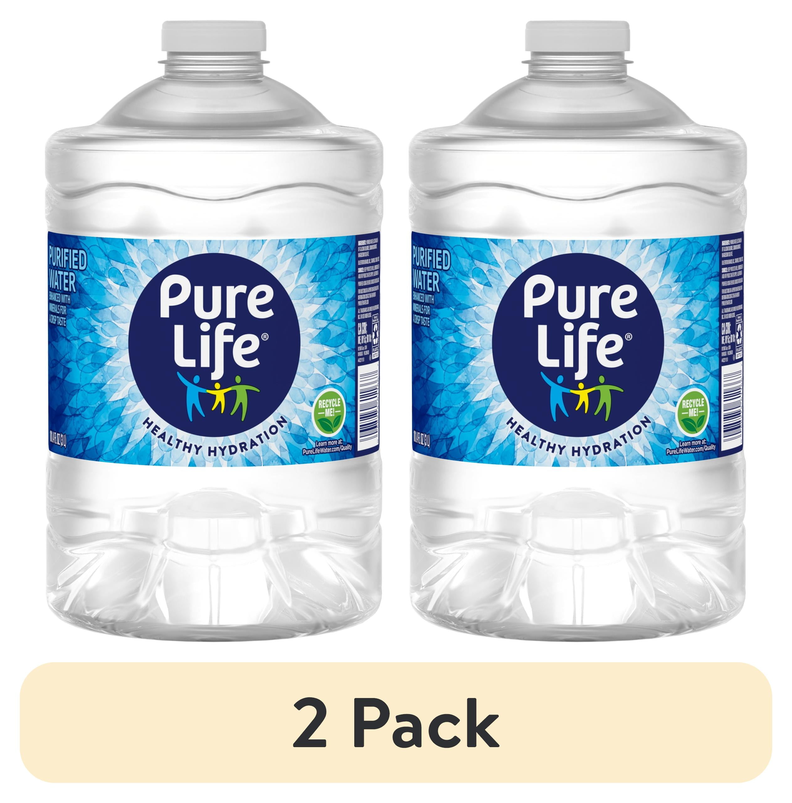 (2 pack) Pure Life Purified Water, 3-Liter, Plastic Bottled Water ...