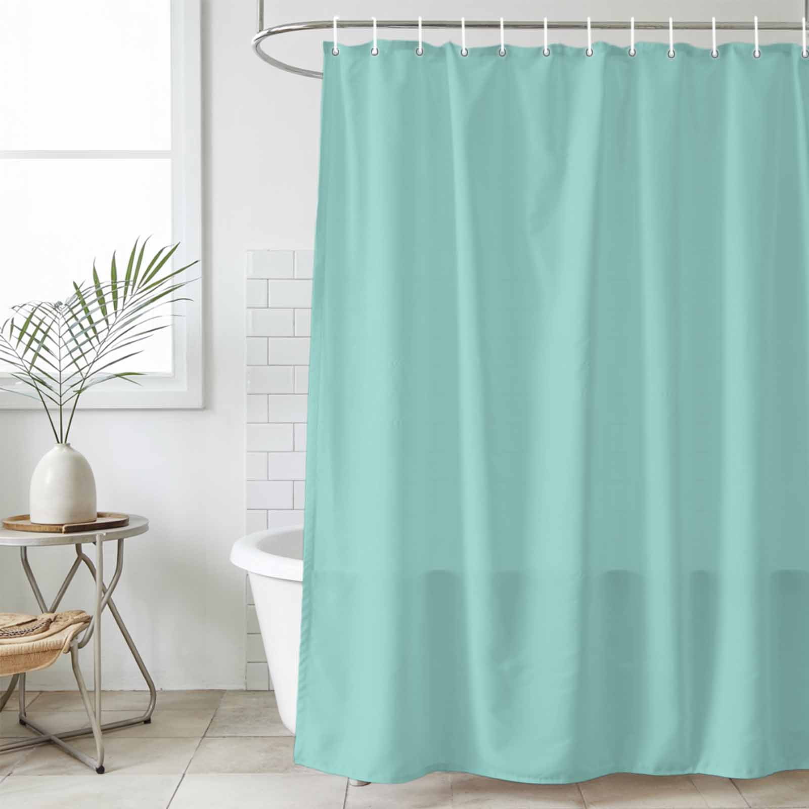 Pure Light Cyan Waterproof Fabric Shower Curtain, Simple Solid Color ...