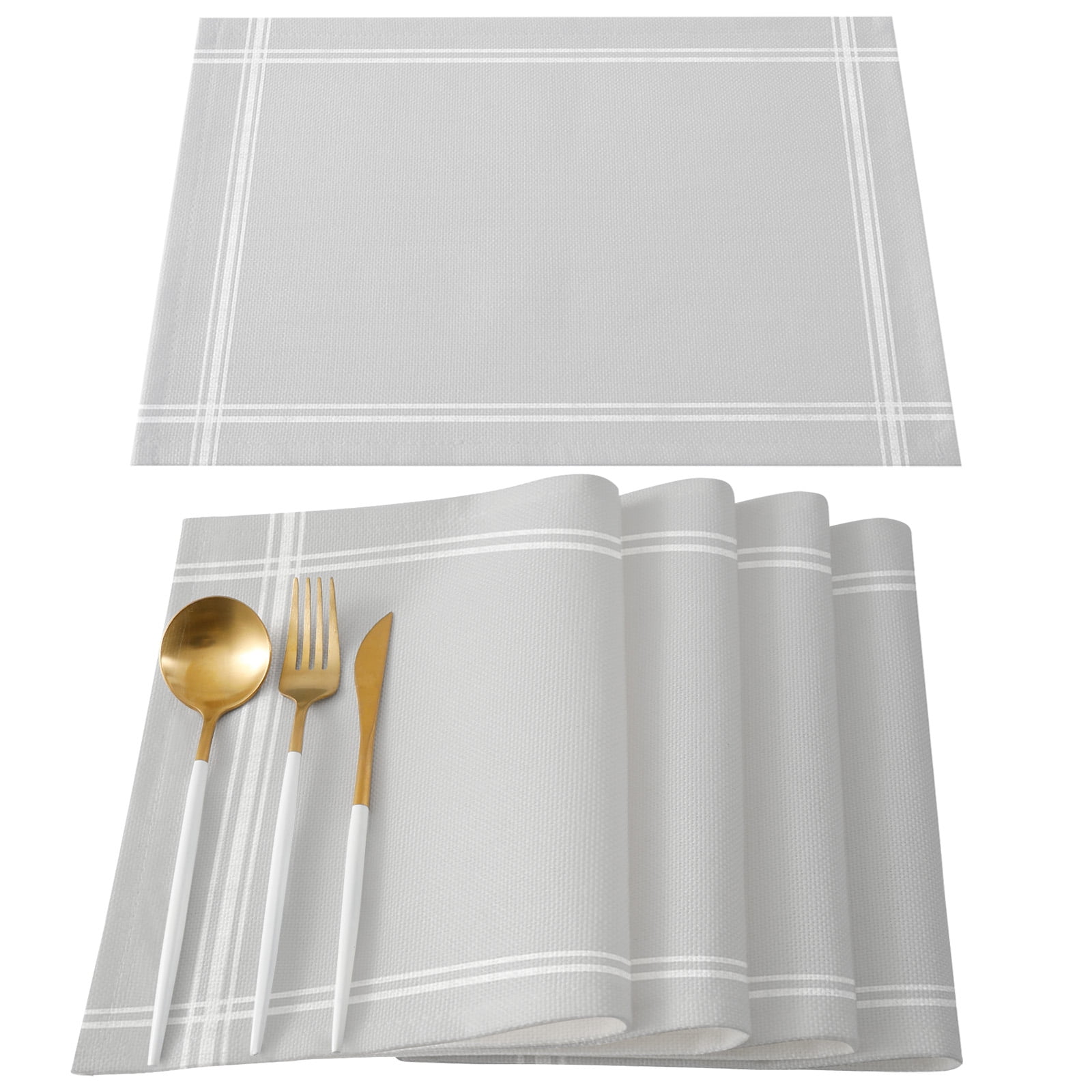 Pure Light Grey Placemats Set of 6, Simple Solid Color Placemats for ...
