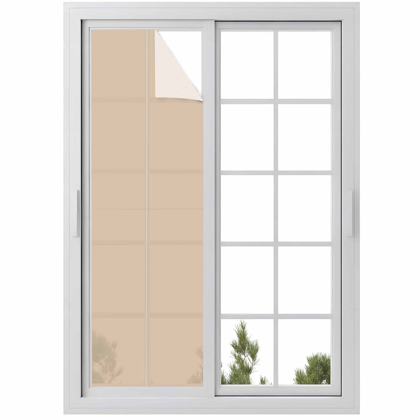 Pure Light Khaki Window Privacy Film, Simple Solid Color Static Cling ...