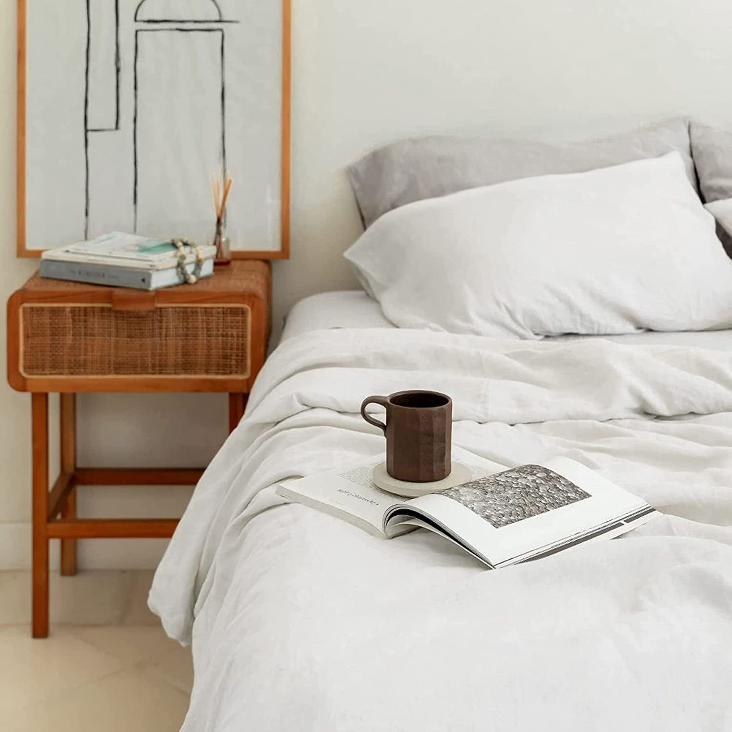 Pure Linen - White Sheet Set (Full) - Soft, Premium, Breathable, Made ...