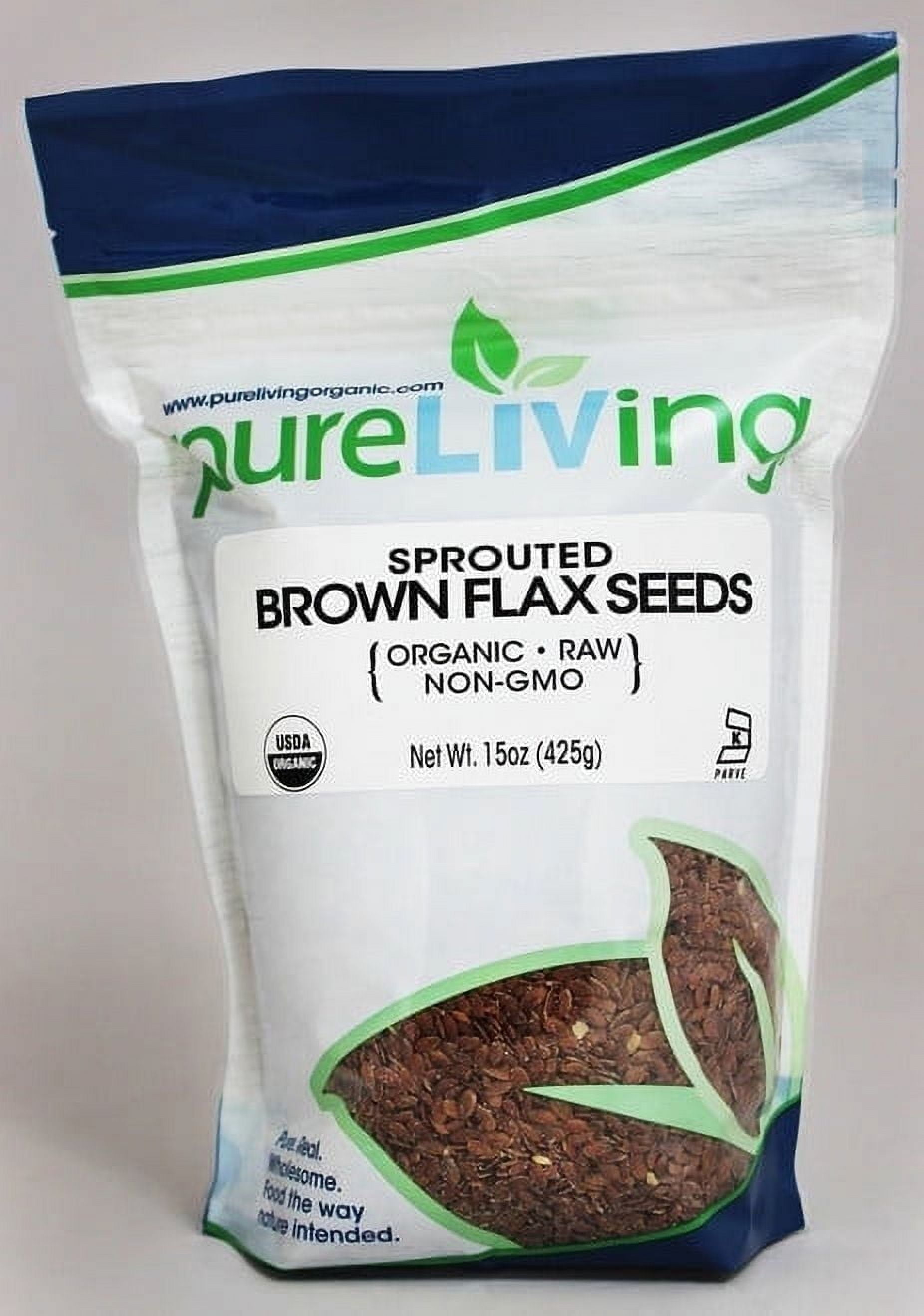 Pure Living Organic Raw Whole Brown Flax Seeds - Nutty, Crunchy Protein ...