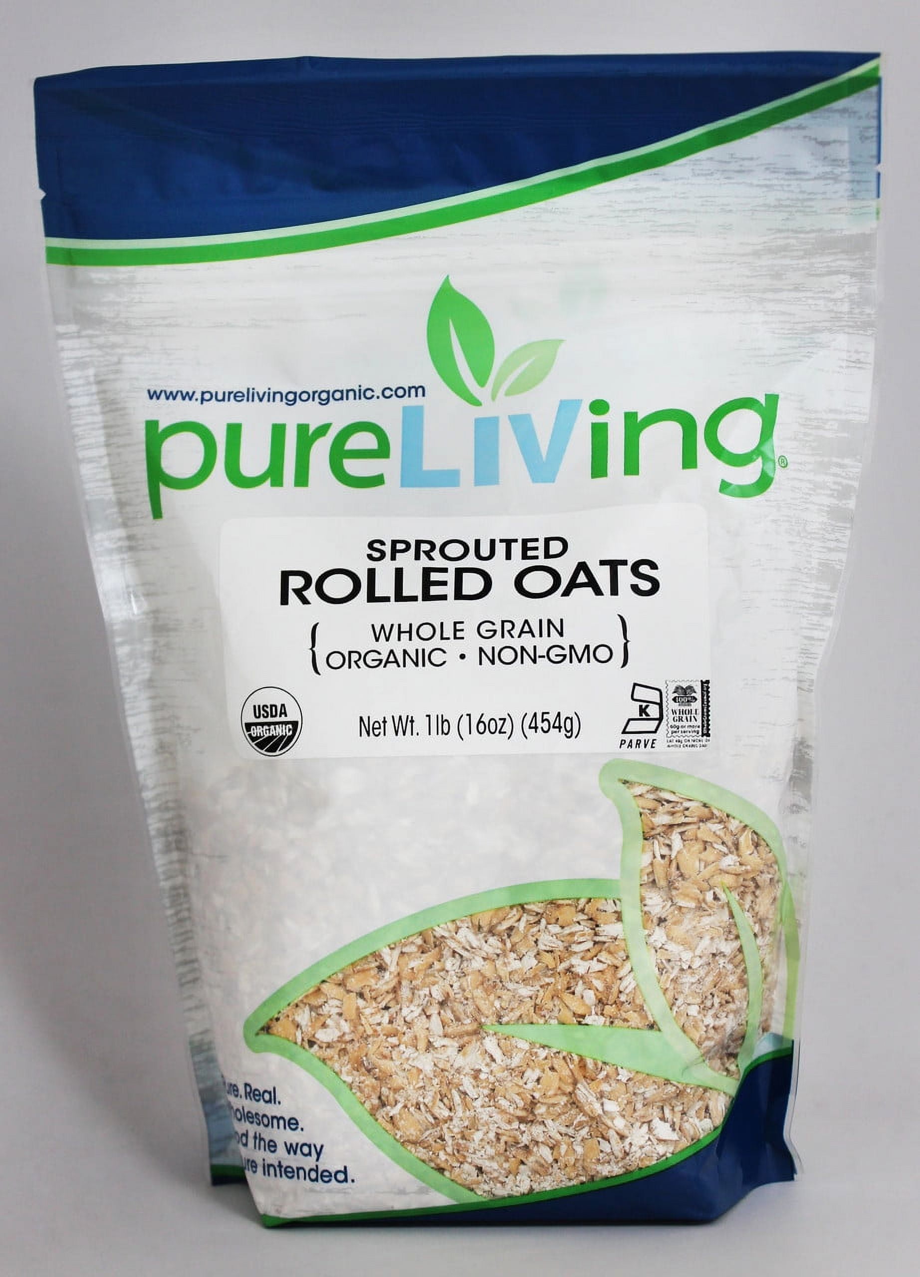 Pure Living Organic Sprouted Rolled Oats - 16 oz Pack of 3 - Walmart.com