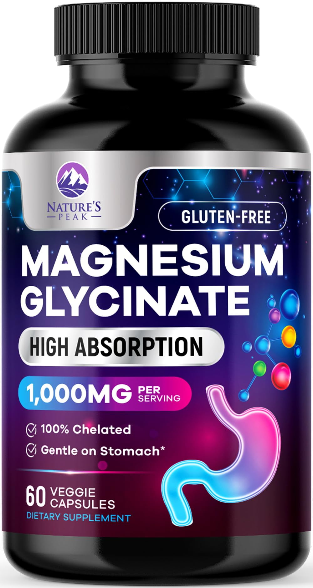 Pure Magnesium Glycinate 1000 mg - Max Absorption Magnesium Supplement ...