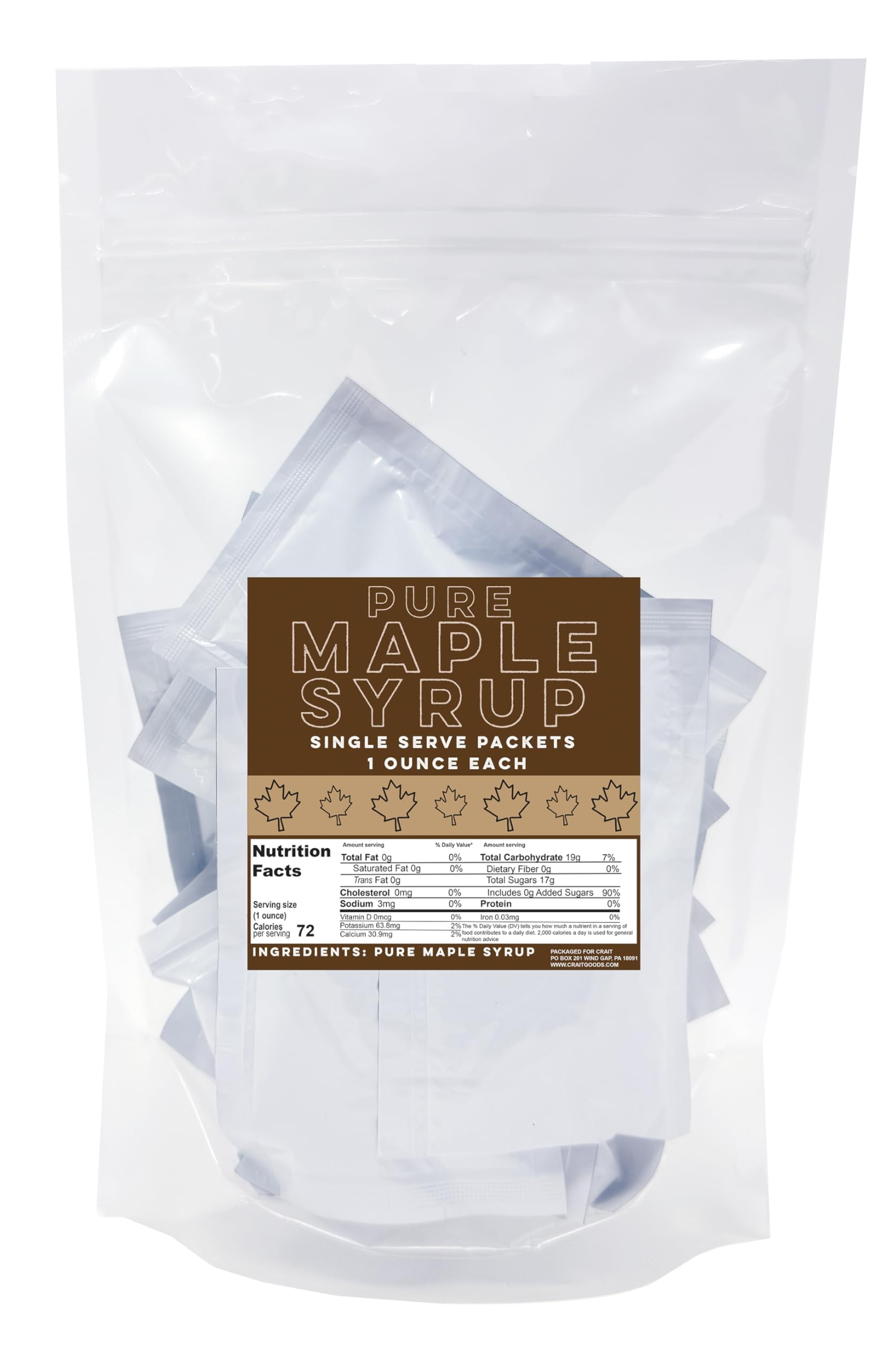 Pure Maple Syrup Packets Single Serve GJM1 Pack of 12 - Individual ...