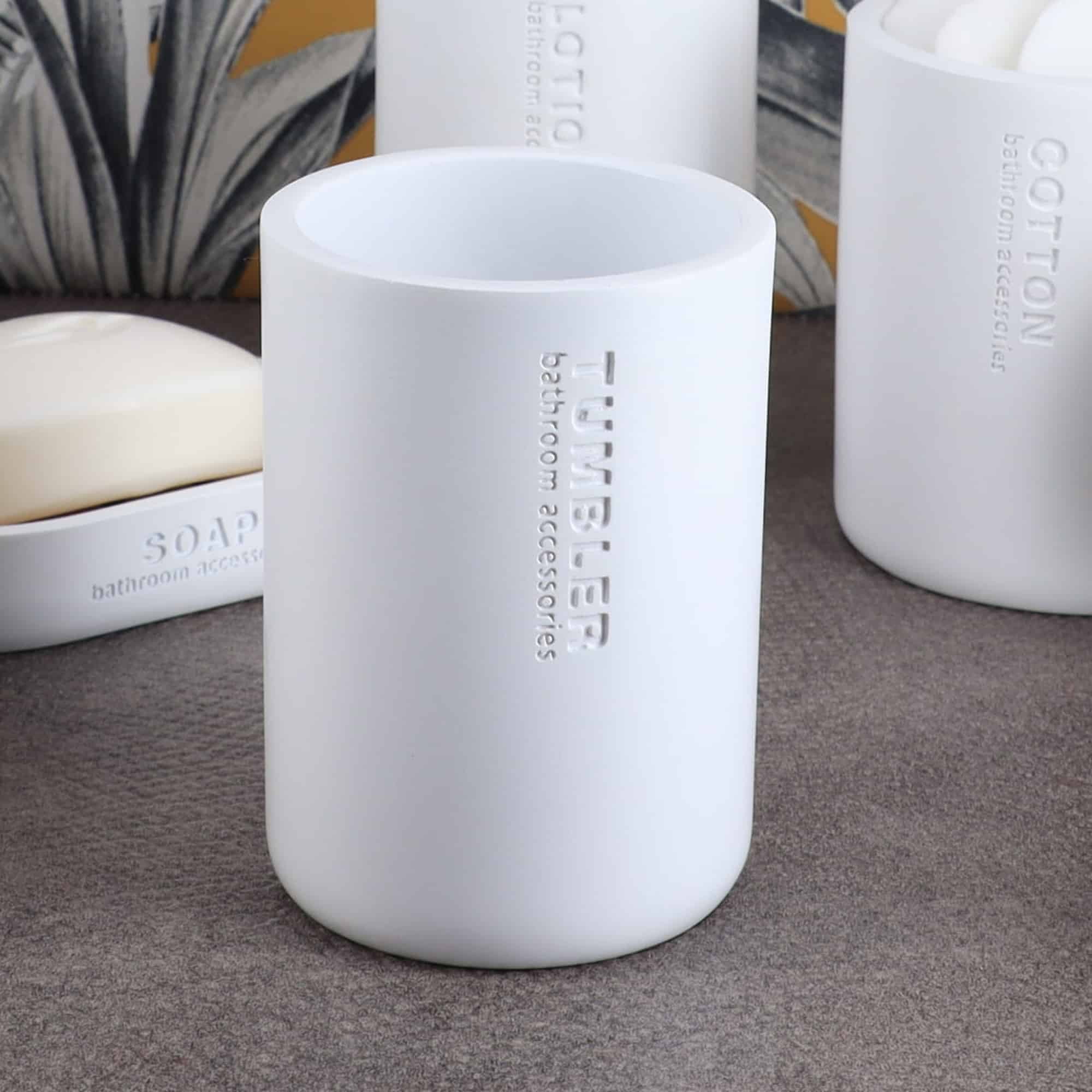 Pure Matte White Bathroom Tumbler - Polyresin Toothbrush Holder ...