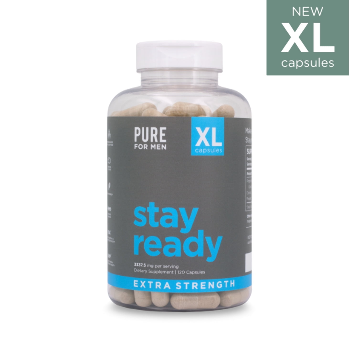Pure for Men Stay Ready Extra Strength Fiber Supplement, Digestive ...